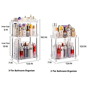 Fullplus Bathroom Organizer Multi-Functional Acrylic Vanity Tray Corner Shelf for Makeup Cosmetic