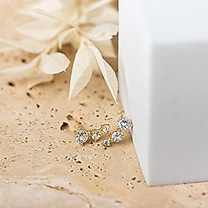 PAVOI Womens 14K Gold Plated Yellow Gold - Sterling Silver Post Cubic Zirconia Ear Crawler Earrings