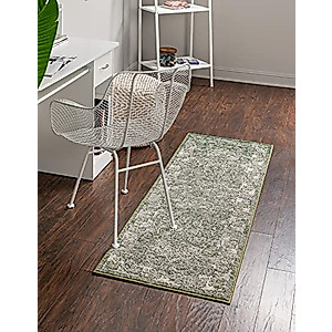 Unique Loom Isabella Collection Area Rug - Adjani (2' 7" x 16' 5" Runner, Green/Ivory)