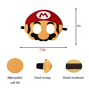 12Pcs Felt Masks Kids Party Favors for Birthday Party Supplies Cosplay Mask Photo Booth Prop Cartoon Character Cosplay Birthday Gift for Children Boys Girls