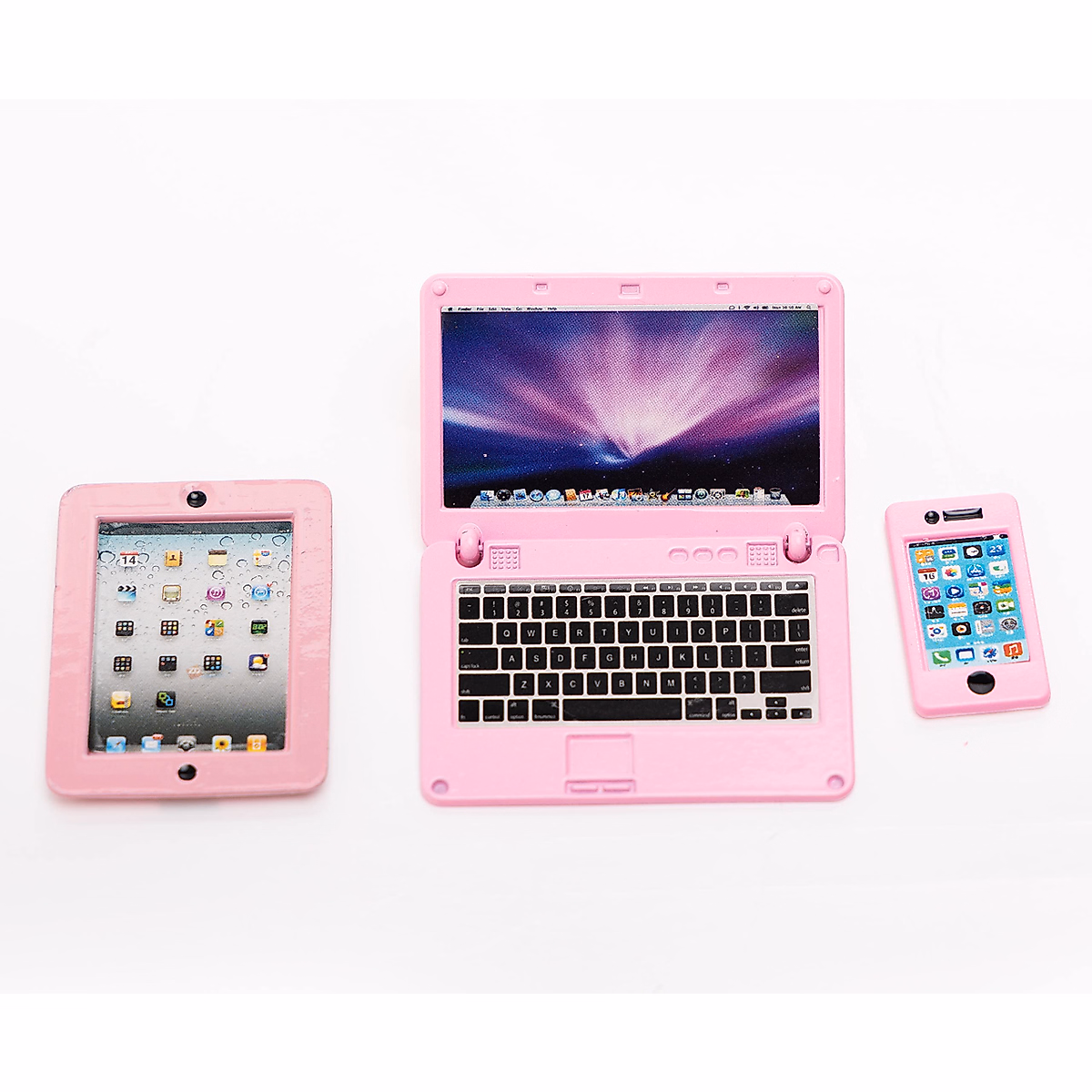 Neakomuki Dollhouse Accessories Miniatures Backpack Laptop Phone Hamburger Fries Cola Fast Food Set for Mini Dollhouse Doll House