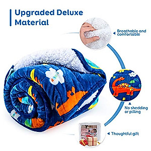 Sivio Sherpa Fleece Weighted Blanket, 5lbs Blue Dinosaur, Ultra Soft and Cozy Heavy Blanket, 36x48 Inch