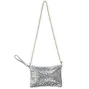 JUMISEE Women Sparkly Sequins Crossbody Bag Clutch Purse Shiny Wristlet Evening Bag Handbag with Chain Strap
