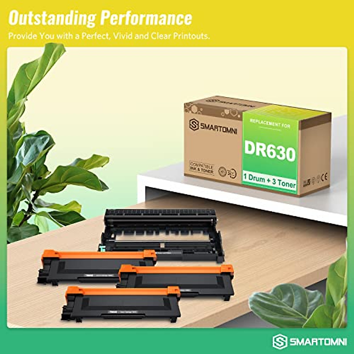 S SMARTOMNI DR630 DR-630 Compatible Toner Cartridge Replacement for Brother TN660 TN630 use for Brother DCP-L2500D L2305W HL-L2300D L2360DN MFC-L2680W L2705DW L2740DW(1 Drum with 3 Toner)