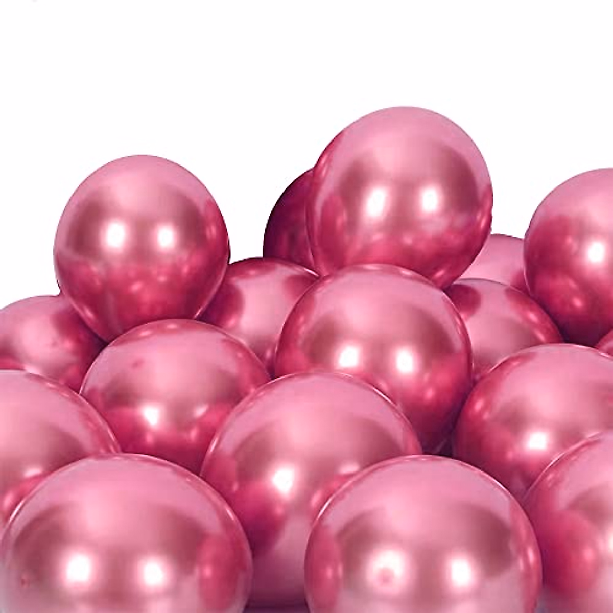 Ezing Party Balloons 12inch 50pcs Latex Metallic Chrome Balloons Party Decorations (red)