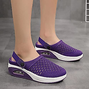 MLAGJSS Walking Shoes for Women Wide Width Trainers Mesh Casual Closed Toe Platform Flats Women's Fashion Sneakers Purple