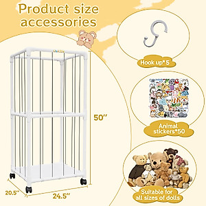 HAIDAIYA Extra Large Stuffed Animal Zoo Cage with Wheel, Stuffed Animal Storage Shelves Display, Plush Animal Storage Holder for Stuffed Animals, Playroom, Bedroom, Nursery, Kids Toy Storage Organizer