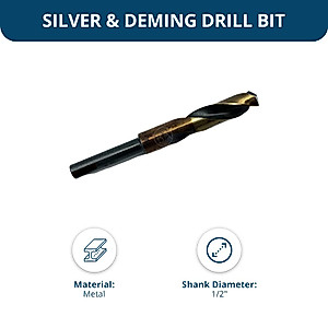 Benchmark Abrasives 23/32” Diameter HSS Silver & Deming Drill Bit Black & Gold Cutting Tool, 1/2" Shank for Hard Metal, Stainless Steel, Cast Iron, Wood - (23/32")
