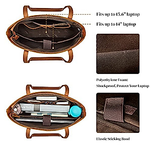 S-ZONE Women Genuine Leather Tote Bag Large Shoulder Purse Vintage Crossbody Work Handbag