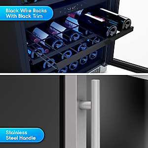 Zephyr Brisas 24 Inch Wine Fridge Dual Zone Under Counter - Low Noise Countertop Wine Cooler Cellars Cabinet Home Bar Freestanding Wine Refrigerator with Glass Door and Temp Control, 46 Bottles