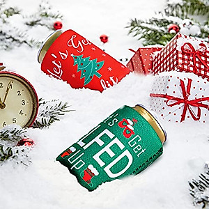 12 Pcs Christmas Can Cooler Sleeves 6 Styles Christmas Theme Tree Snowman Hat Reindeer Funny Neoprene Holiday Can Cover Holders for Soda Bottle Drink Xmas Party Supplies Favors (Cute, 5.1 x 3.9 Inch)