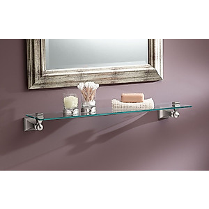 Moen DN8390BN Retreat 22-Inch Wide x 5-Inch Deep Decorative Glass Bathroom Vanity Shelf, Brushed Nickel