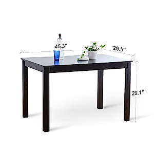 Livinia Cabin 45.3" Wooden Dining Table/Small Rectangular Modern Farmhouse Solid Wood Kitchen Table Desk (Black)