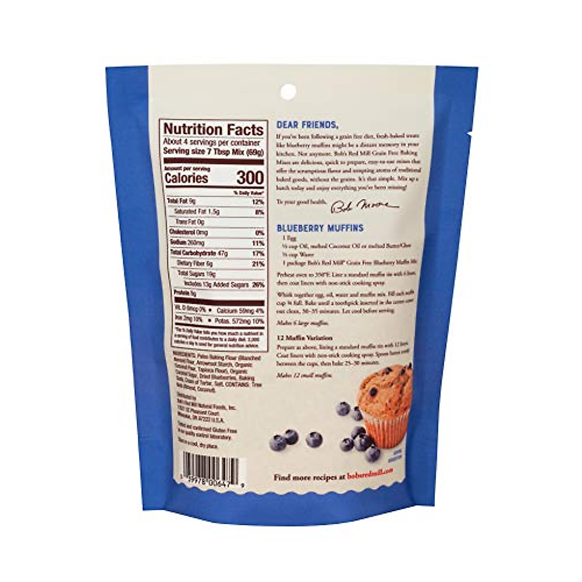 Bob's Red Mill Grain Free Blueberry Muffin Mix, 9-ounce (Pack of 5)