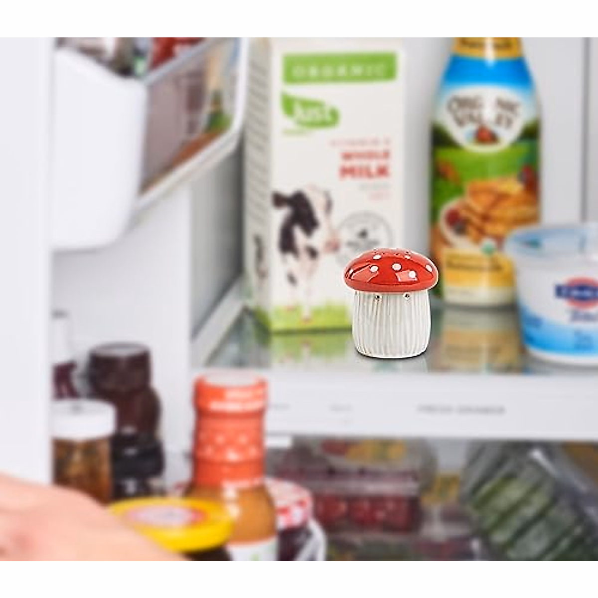 Mushroom Baking Soda Holder For Fridge Deodorizer Ceramic Baking Soda Fridge Holder Odor Absorber Container Smell Remover Cute Fridge Deodorizer Refrigerator Odor Eliminator(No Soda)