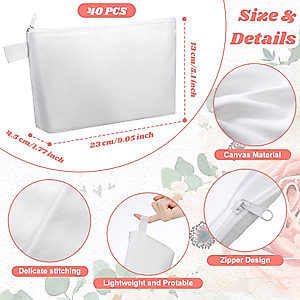 40 Pcs Blank Canvas Bag Sublimation Cosmetic Canvas Pouch (5 x 9 x 1.8 Inches)
