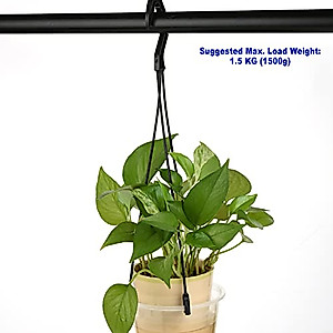 Cosmos 6 Pieces Plastic Hanging Basket Hooks Hanging Planter Holder Flower Pot Hangers for Outside and Indoor Small Flower Pots, Black