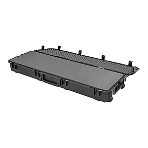 SKB iSeries 60 Inch Waterproof Utility Protective Case with Wheels, Layered Foam Interior and Stainless Steel Protector Clips, Black