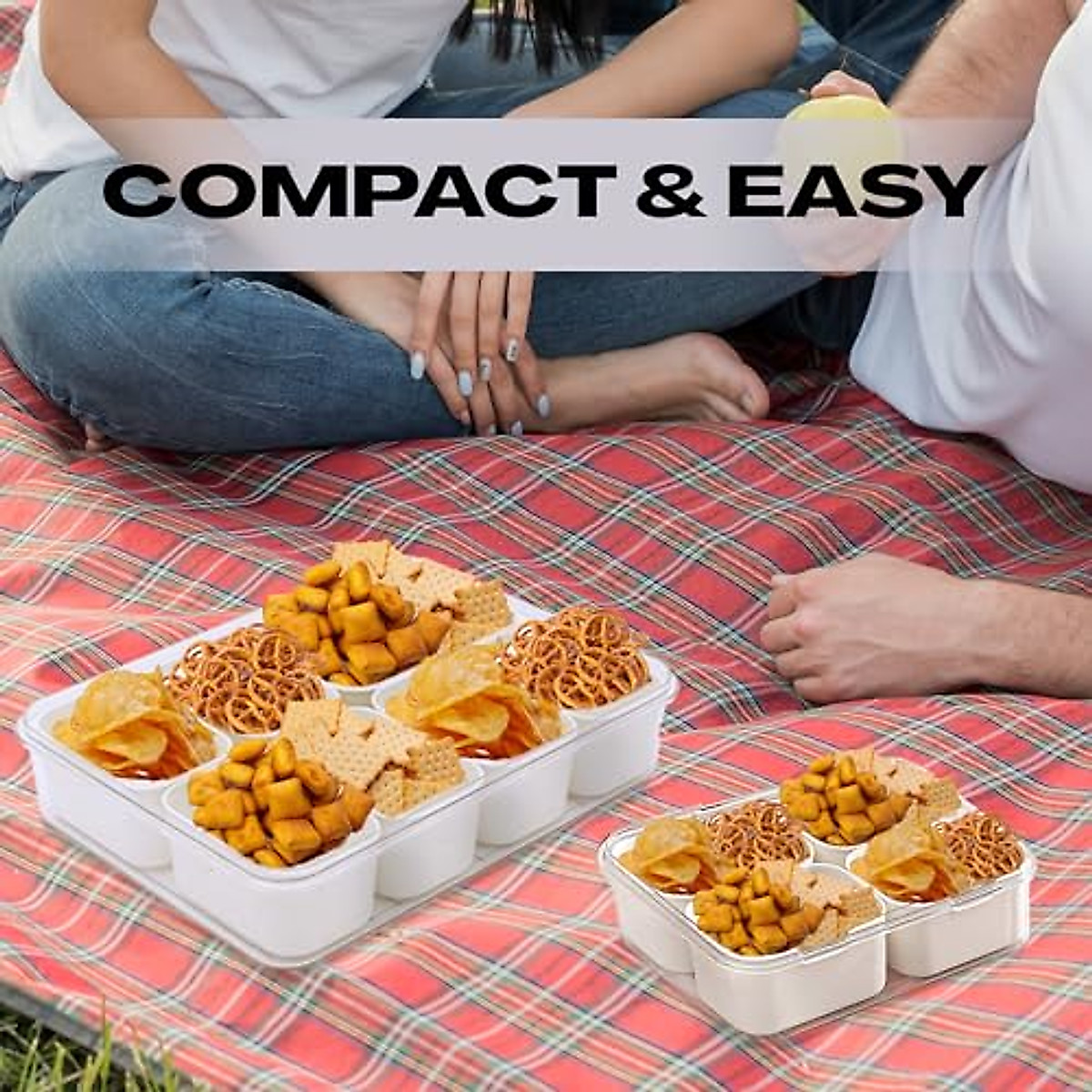 NEXUS2YOU Snack Box Divided Serving Tray with Lid & Handle Snackle Box Organizer Portable Charcuterie Container Food Storage Containers Veggies Fruit Nuts Candy Picnic (Pack of 2) 8 cup & 4 cup