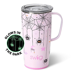 Swig Life 22oz Travel Mug, Insulated Tumbler with Handle and Lid, Travel Coffee Mug, Cup Holder Friendly Travel Mug, Stainless Steel 22 oz Tumbler, Reusable Insulated Tumbler (Sweet And Spooky)