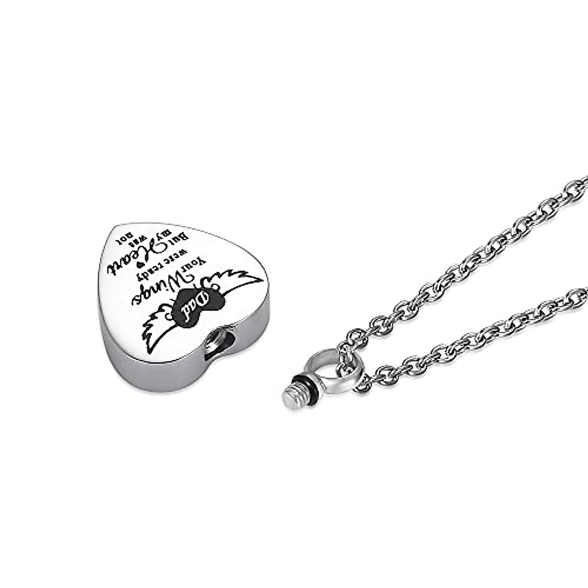 Gisunye Cremation Jewelry for Ashes Pendant for Dad Mom Stainless Steel Heart Cremation Urn Necklace Memorial Pendant with Fill Kit (PMX-Dad)