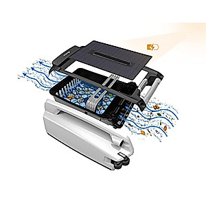 Betta 2 - Solar Powered Automatic Robotic Pool Skimmer with Twin Chip-Controlled Salt Chlorine Tolerant (SCT) Motors (White)
