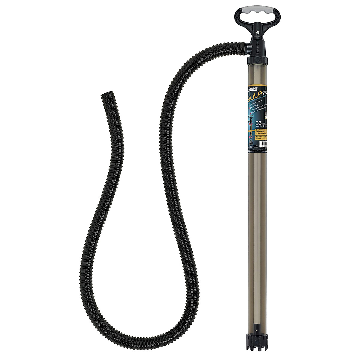 Underhill Siphon Suction Water Pump with Hand Manual Plunger 36" Length with 72" Outlet Hose, For Irrigation, Sprinkler, Fluid Transfer, Super High Capacity Water Removal, Big Gulp Pro, A-G3672CK
