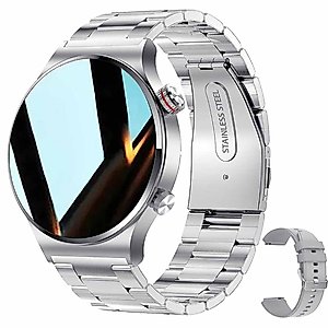FILIEKEU Women Men Smart Watch Bluetooth Calls Heart Rate Sleep Monitor IP67 Waterproof Sport Fitness Tracker HD Touch Screen Silver Stainless Steel Smart Watches for Android iOS…