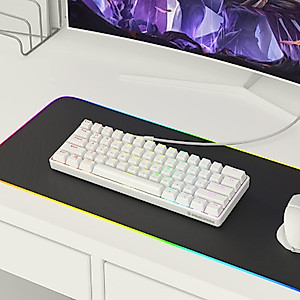 Punkston TH61 60% Mechanical Gaming Keyboard,RGB Backlit Wired Ultra-Compact Mini Mechanical Keyboard Full Keys Programmable White (Optical Black Switch) (Renewed)