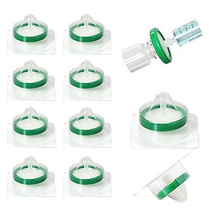 10 Packs Syringe Filter Sterile PES, 0.22um Pore Size, 33mm Membrane Diameter, Hydroplihic Filtration Filter, High Throughput for Lab HPLC Sample Preparation, Individually Packed