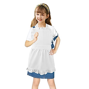 Love Potato Pure Cotton White Apron Children Cooking Apron Princess Ruffle Apron for Kids 2-4 Years Old