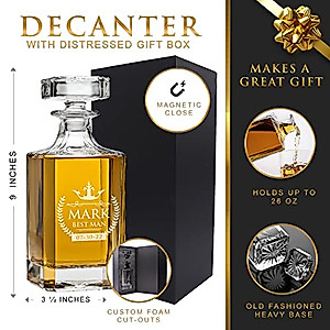 Groomsmen Whiskey Decanter, Custom Engraved for Best Man, Groom, Groomsman with WPS Design