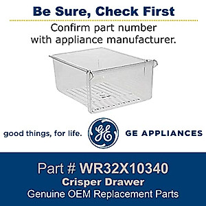 GE WR32X10340 Genuine OEM Crisper Drawer (Clear) for GE Refrigerators ‎14.50 x 11.37 x 6.50 inches