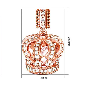 GNOCE 18K Rose Gold Charm Pendant 925 Sterling Silver You Are The Queen Crown Dangle Charm With Cz Fairytale Princess Prince Noble Splendor Shine Crown Bead Fit All Bracelet Necklace