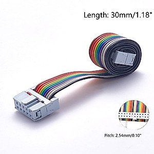 Heyiarbeit 2pcs IDC Rainbow Wire Flat Ribbon Cable 10 Pin 30cm Length 2.54mm Pitch