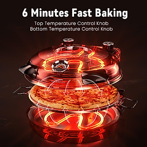 TMEDW Electric Pizza Oven, 12 inch Portable Pizza Oven Indoor, Countertop Pizza Maker with Wooden Pizza Paddles & Pizza Cutter