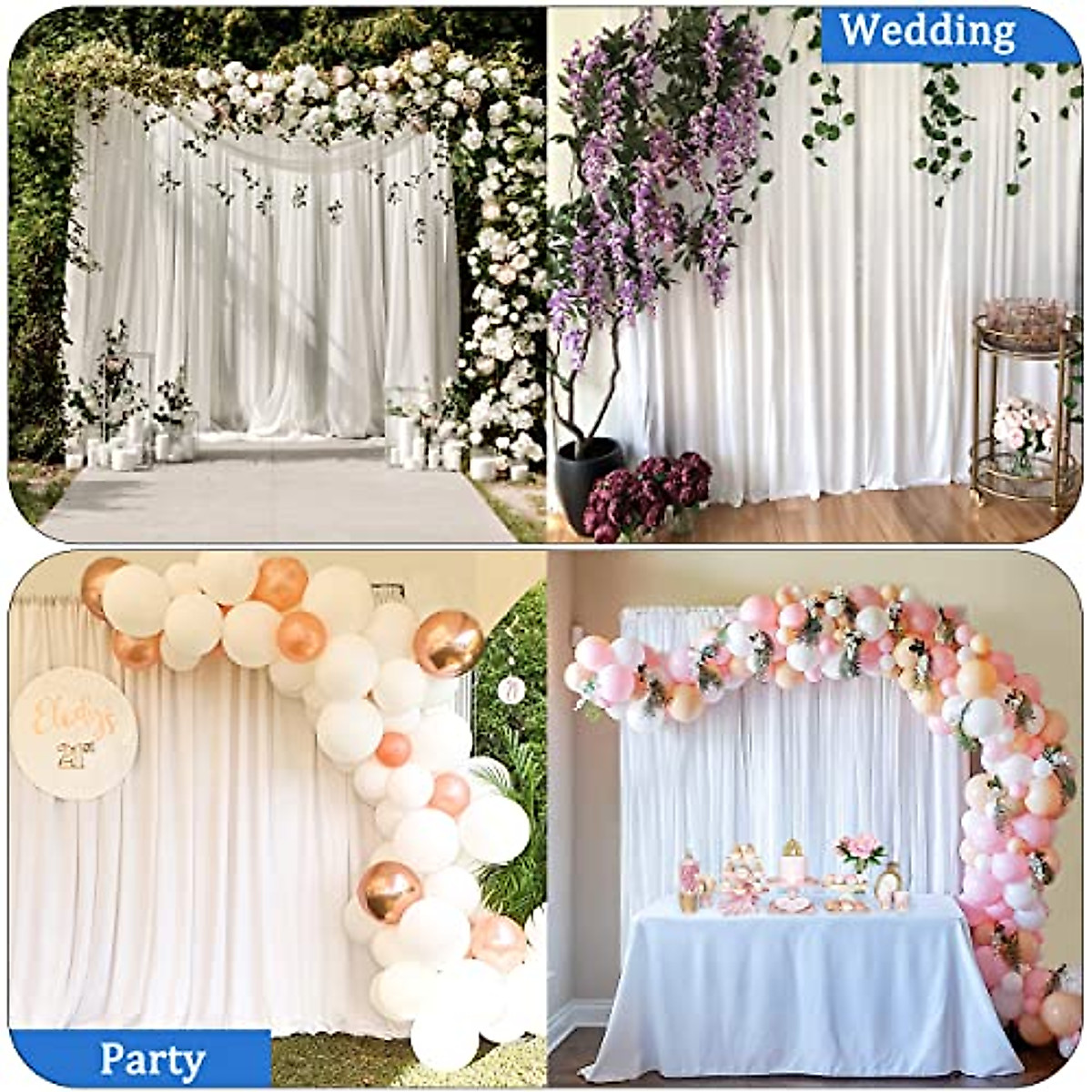 TRLYC White Photography Backdrop - 8.5 x 10 FT White Backdrops for Photoshoot with 4 Backdrop Clips Backdrops for Parties Curtain Photographic Studio Photo Backgrounds