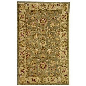 SAFAVIEH Antiquity Collection 2' x 3' Green / Gold AT313A Handmade Traditional Oriental Premium Wool Accent Rug