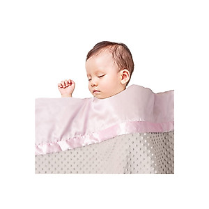 Heavens Cuddles Minky Dot Satin Baby Blanket (36"x48") (Pink/Gray)
