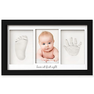 Baby Hand and Footprint Kit - Baby Footprint Kit, Newborn Keepsake Frame, Baby Handprint Kit, Personalized Baby Gifts, Nursery Decor, Baby Shower Gifts for Girls Boys (Onyx Black)