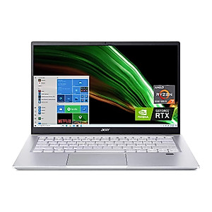 Acer Swift X Laptop, 14inch FHD IPS Display, AMD Ryzen 7 5800U, NVIDIA RTX 3050Ti, 16GB LPDDR4X RAM, 1TB SSD, Fingerprint Safari Gold 16GB | 1TB SSD