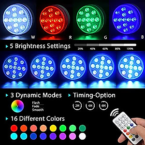 Submersible Swimming Pool Light 16 Colors Underwater led Lights Waterproof IP68 13 Super Bright LED with RF Remote Control Suitable for Pond Fountain Aquarium Flower Pot Garden Party (a pack of 1)
