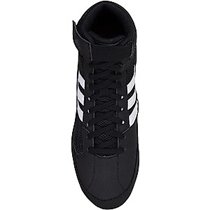 adidas Men's HVC Wrestling Shoe, Black/White/Iron Metallic, 10