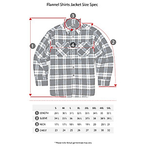 YAGO Men's Quilted Lined Long Sleeve Flannel Plaid Button Down Shirt Jacket YG2611 (Red/Gray, AC7, X-Large)