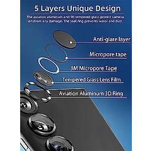 ZXZone [2Packs For Samsung Galaxy Z Fold5 Lens Protector, Premium Tempered Glass Glitter Diamond Metal Camera Lens Protector for Samsung Galaxy Z Fold 5 (Black)