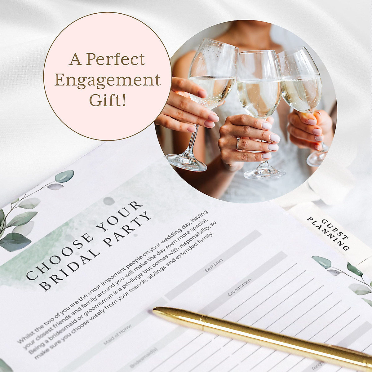 Wedding Planner & Organizer - Floral Gold Edition - Diary Engagement Gift Book & Bride To Be Countdown Calendar