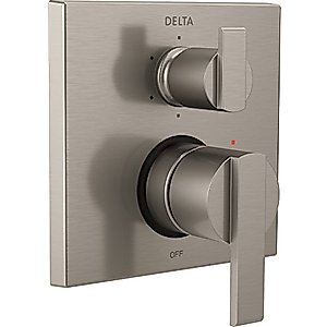 DELTA FAUCET T24967-SS, Stainless Ara Angular Modern Monitor 14 Series Valve Trim with 6-Setting Integrated Diverter
