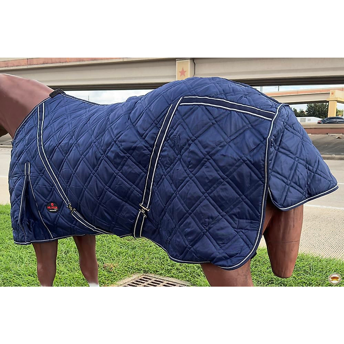 HILASON Western Horse Stable Blanket Quilted | Horse Blanket | Horse Blankets for Winter | Water Resistant Stable Blankets for Horses | Blankets for Horses | Blue | 78 Inches