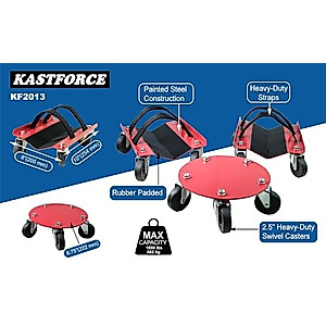 KASTFORCE Snowmobile Dolly Heavy Duty V-Slide with 2.5” PVC Swivel Casters and Rubber Pad Protecting Skis 1500 Lbs Capacity KF2013