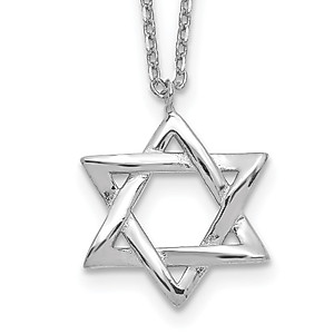 IceCarats 925 Sterling Silver Star of David Jewish Magen Necklace 16.5 inch Chain